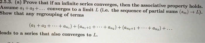 Solved Prove that if an infinite series converges, then the | Chegg.com