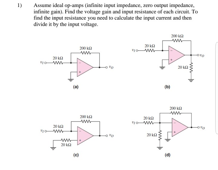 Solved 1)Assume ideal op-amps (infinite input impedance, | Chegg.com