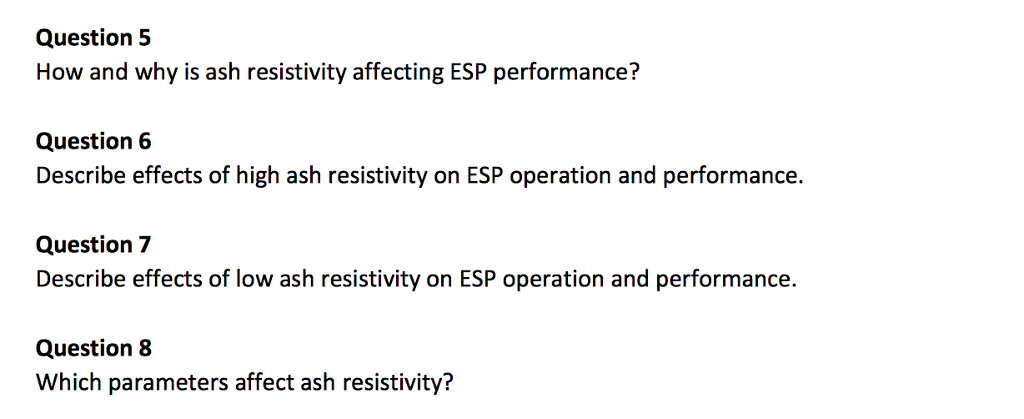 Solved How and why is ash resistivity affecting ESP | Chegg.com