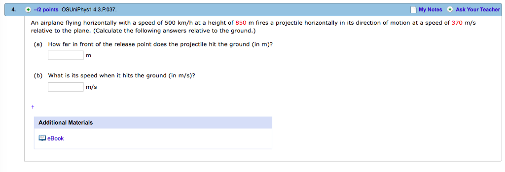 Solved 4. 2 points OSUniPhys1 4.3.P.037 My Notes Ask Your | Chegg.com Solved 4. 2 points OSUniPhys1 4.3.P.037 My Notes Ask Your | Chegg.com