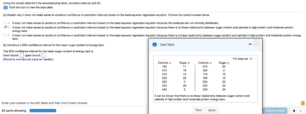 Solved Using the sample data from the accompanying table, | Chegg.com