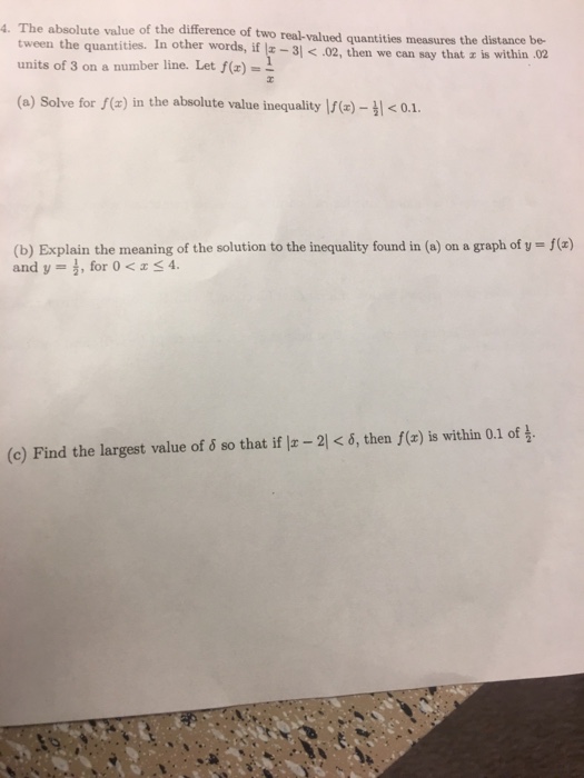 Solved The absolute value of the difference of two | Chegg.com