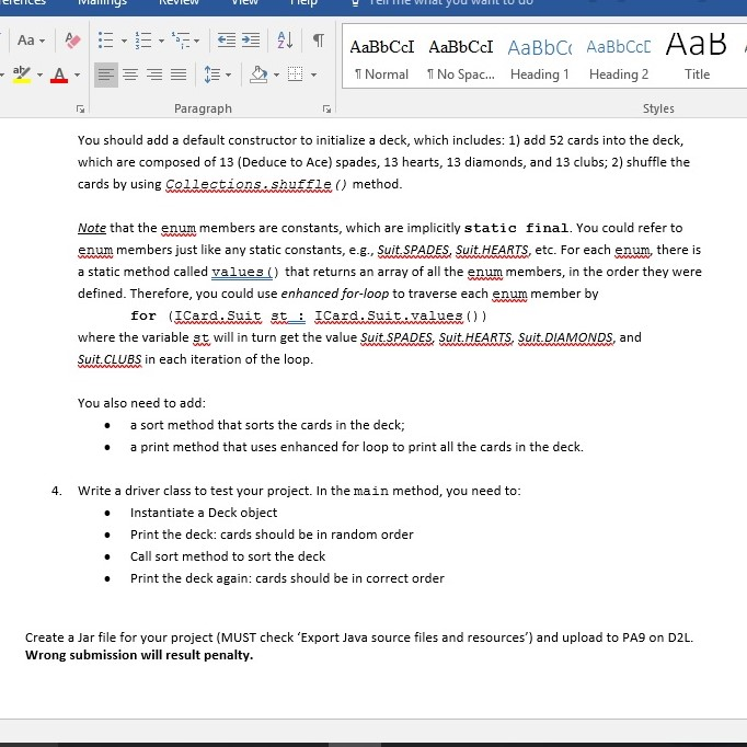 Solved Hi, I am taking an Object Oriented Java class | Chegg.com