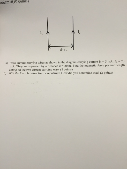Solved a) Two current carrying wires as shown in the diagram | Chegg.com