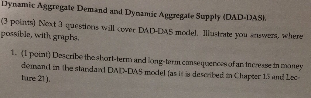 Solved Dynamic Aggregate Demand and Dynamic Aggregate Supply | Chegg.com