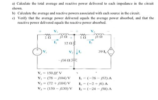Solved Calculate the total average and reactive power | Chegg.com