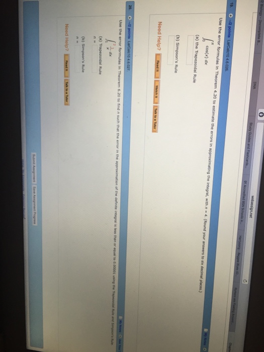 Solved Use the error formulas in Theorem 4.20 to estimate | Chegg.com