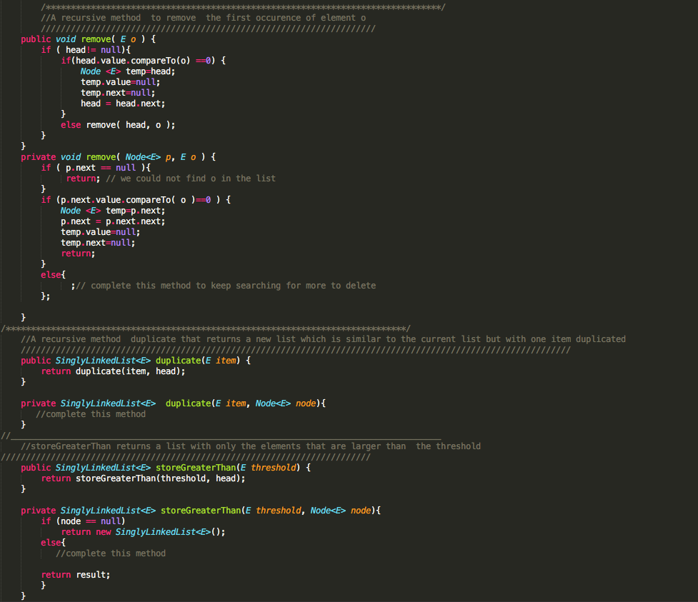 Solved public class SinglyLinkedList> t private static class | Chegg.com