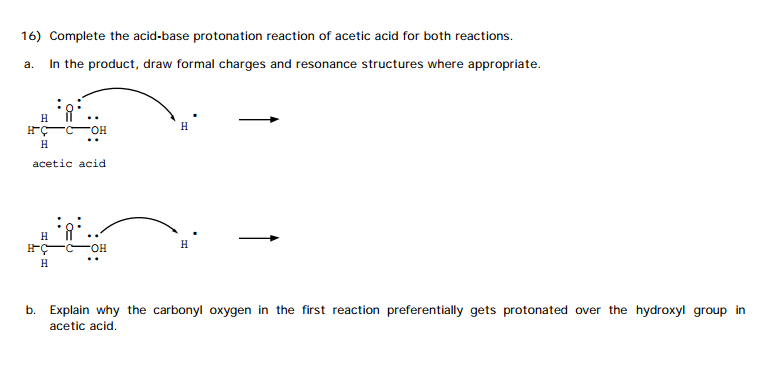 Solved Complete the acid-base protonation reaction of acetic | Chegg.com