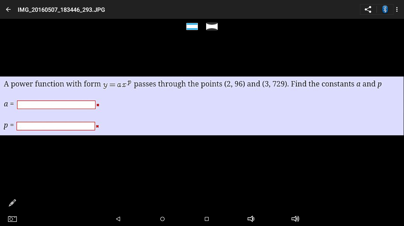 Solved A power function with form y = ax^p passes through | Chegg.com