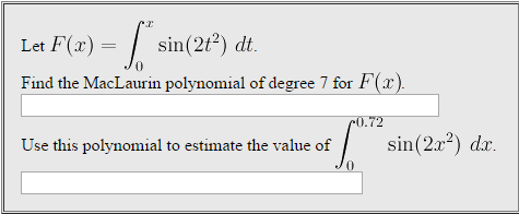 Solved Let F(x) = integral 0 to x sin(2t^2) dt. Find the | Chegg.com