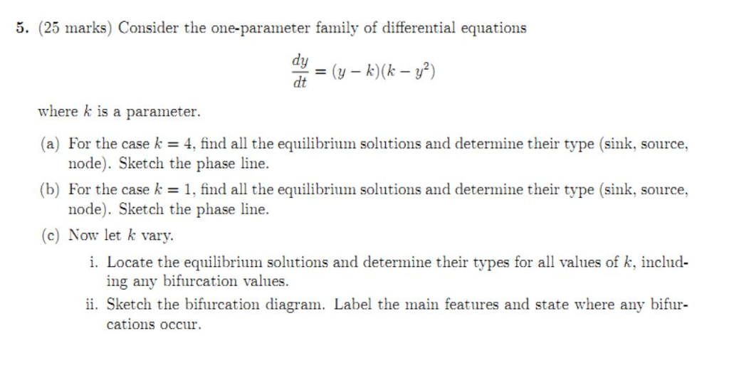 Solved 5. (25 marks) Consider the one-parameter family of | Chegg.com
