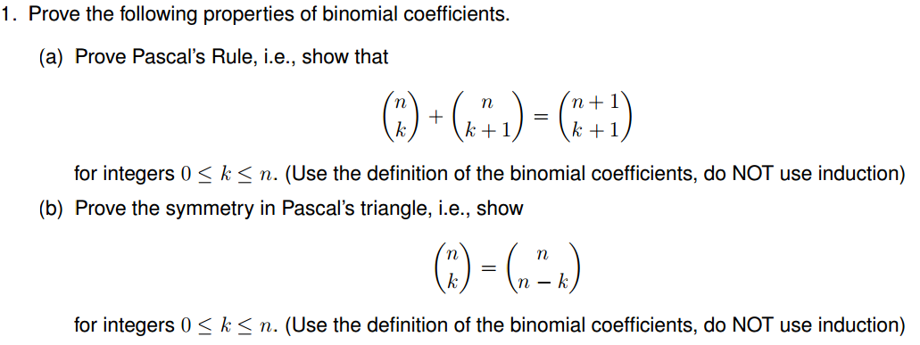 Solved Prove the following properties of binomial | Chegg.com