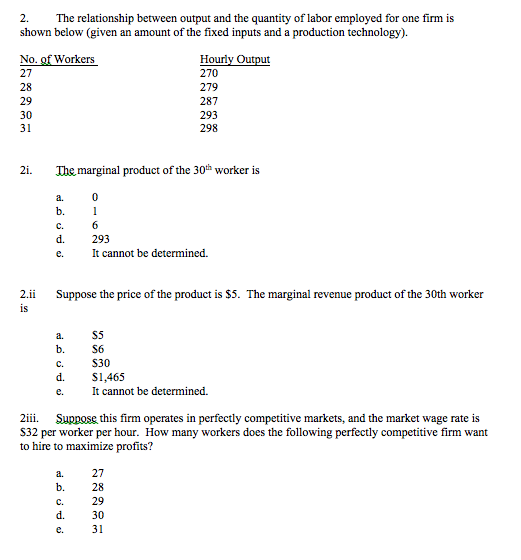 Solved 2.The relationship between output and the quantity of | Chegg.com