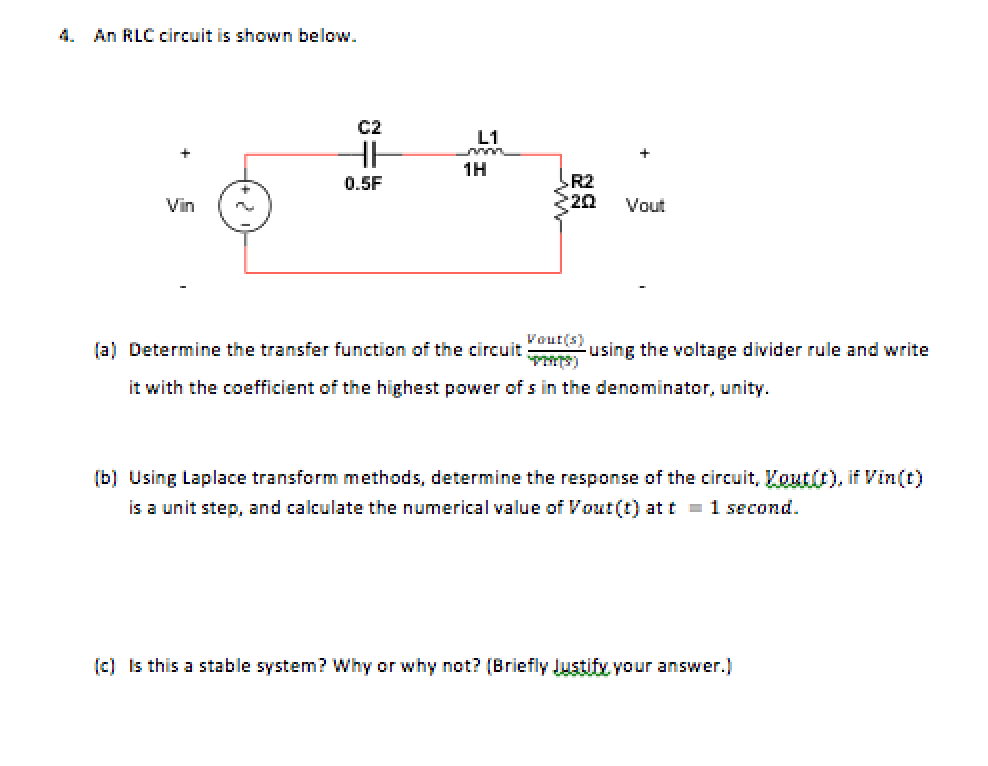 Solved A circuit is shown below. Determine its transfer | Chegg.com