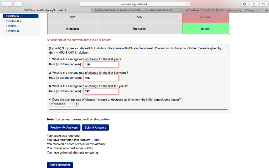 Solved phoenix.goucher.edu WeBWorK MA172-Spring18: Hw6:5 | Chegg.com