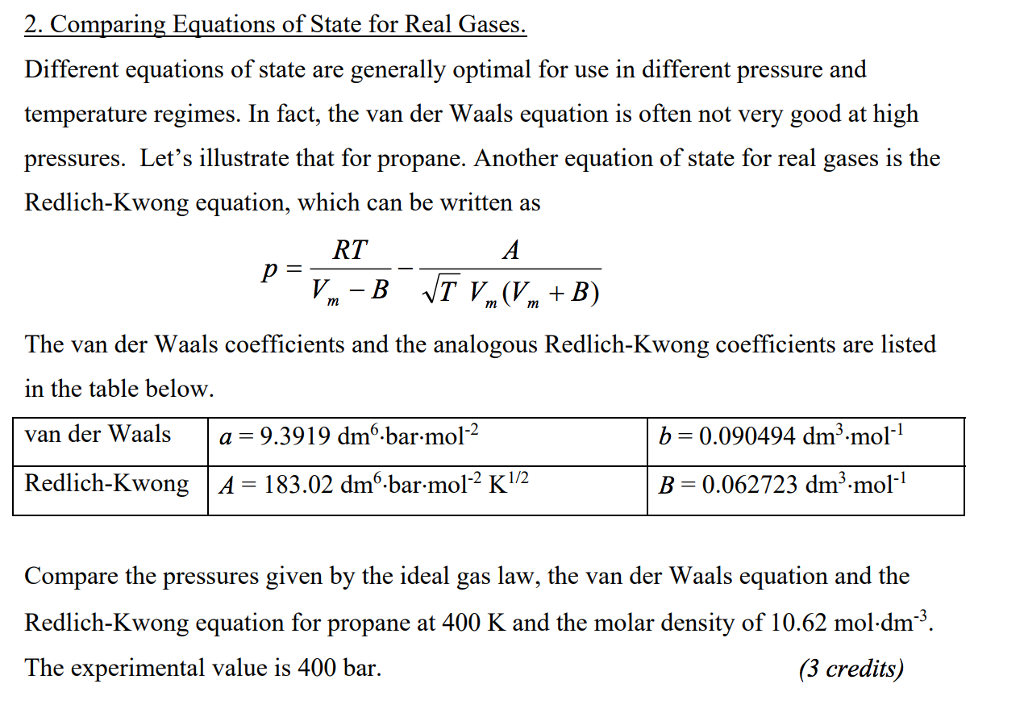Solved Different equations of state are generally optimal | Chegg.com