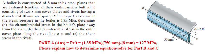 Solved A boiler is constructed of 8-mm-thick steel plates | Chegg.com