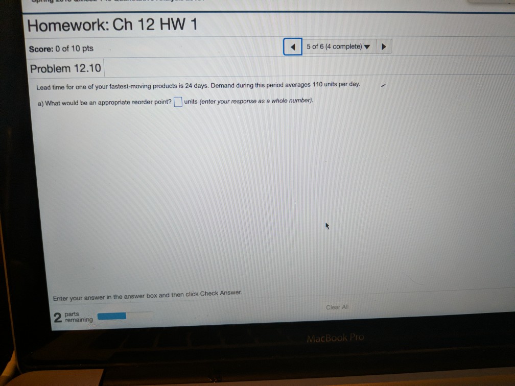 Solved Homework Ch 12 Hw1 Score 0 Of 10 Pts Problem 12 10