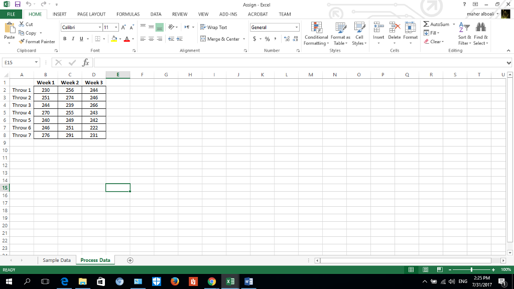 Solved Excel file has two worksheets: Sample Data and | Chegg.com