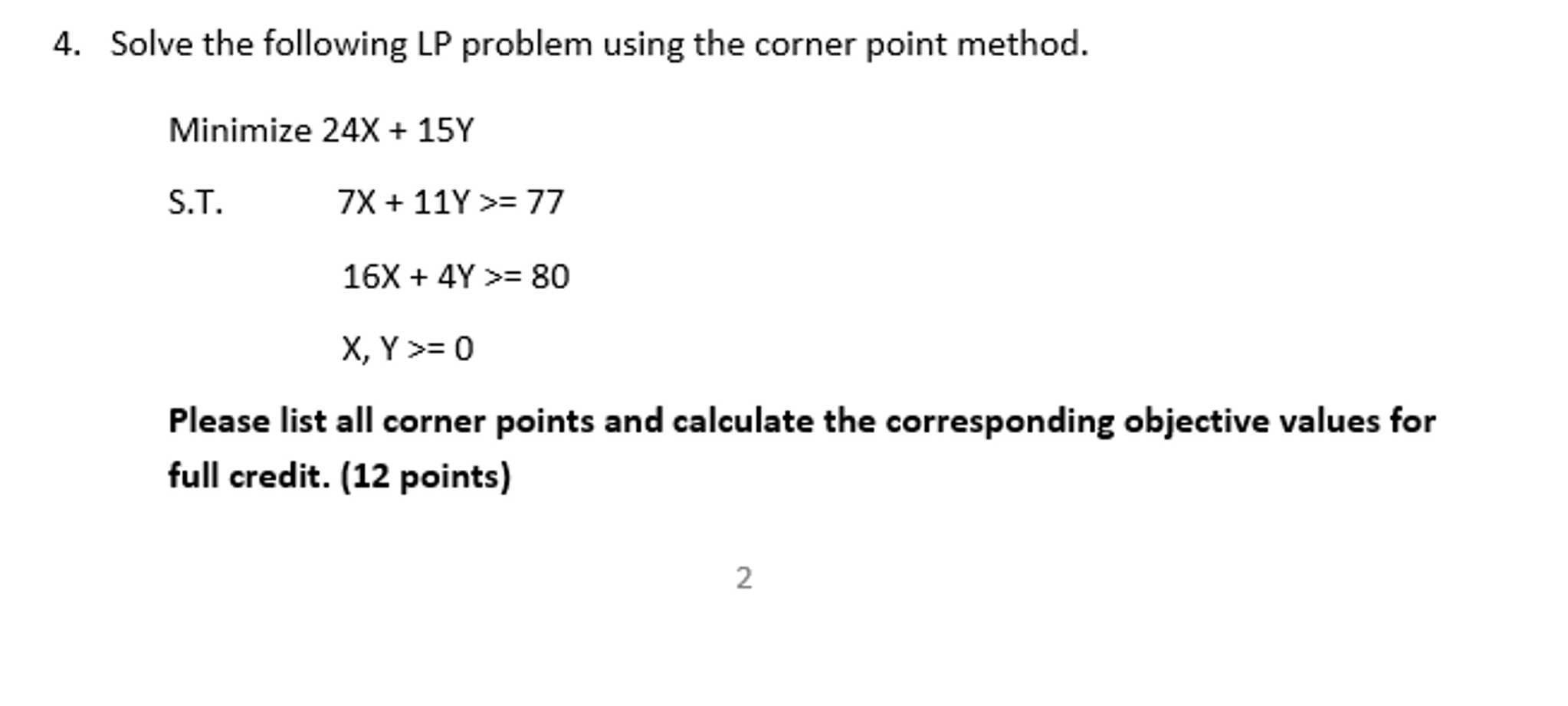 Solved Solve the following LP problem using the corner point | Chegg.com