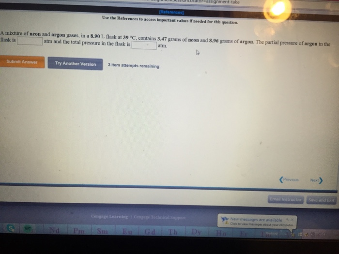 Solved A mixture of neon and argon gases, in a 8.90 L flask | Chegg.com