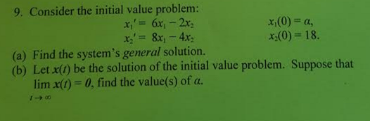 Solved Consider the initial value problem: x_1'= 6x_1 - 2x | Chegg.com