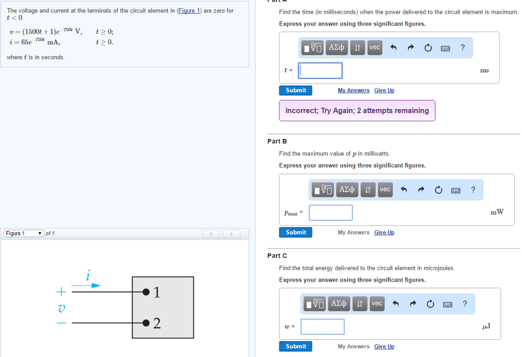 Solved The voltage and current at the terminals of the | Chegg.com