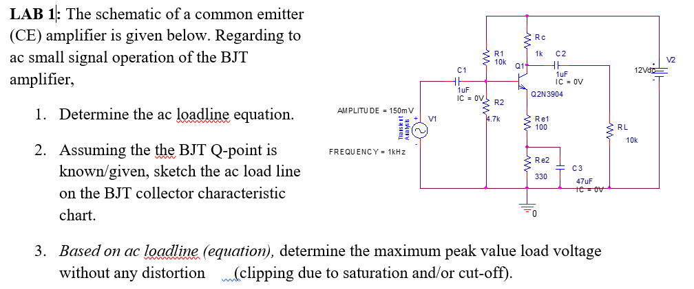 Solved The schematic of a common emitter (CE) amplifier is | Chegg.com