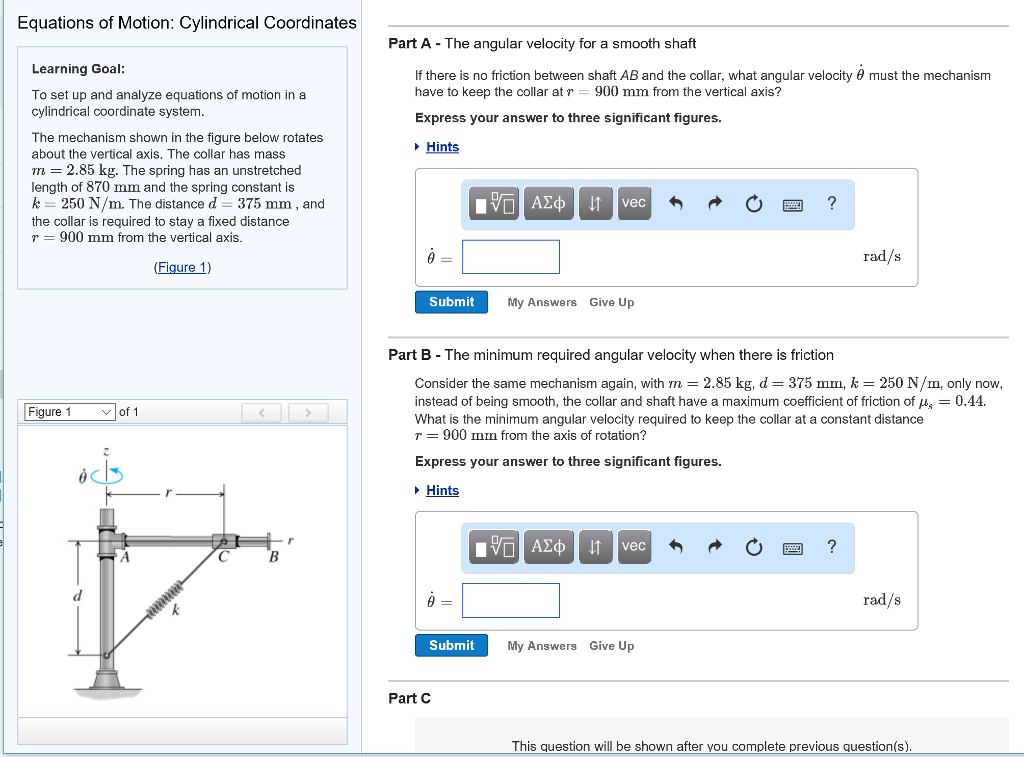 Solved Equations of Motion: Cylindrical Coordinates Part A | Chegg.com