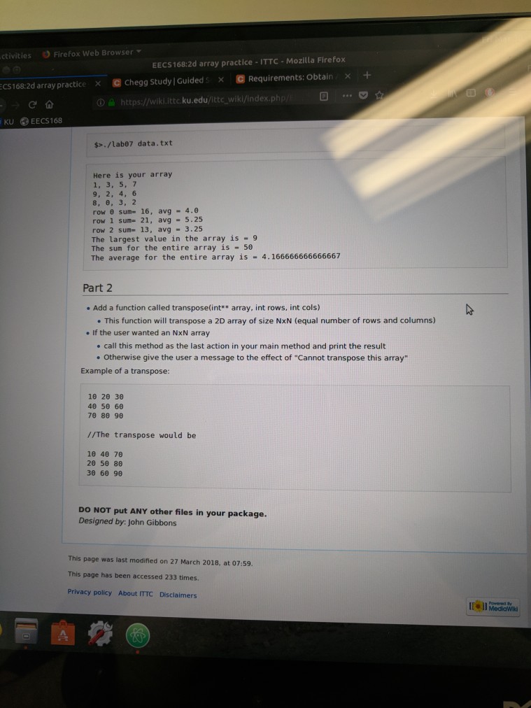 Solved 8 Part 1 (EECS 168/169) Array Helper Functions Below | Chegg.com Solved 8 Part 1 (EECS 168/169) Array Helper Functions Below | Chegg.com