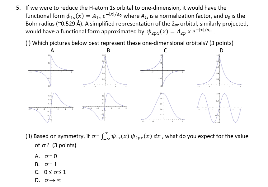 Solved If we were to reduce the H-atom 1s orbital to | Chegg.com