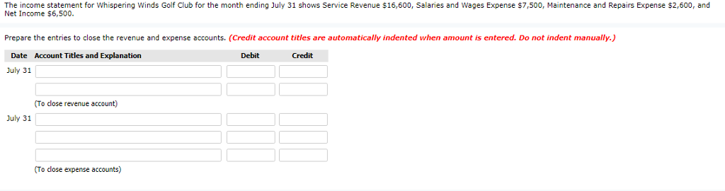 Solved The income statement for Whispering Winds Golf Club | Chegg.com