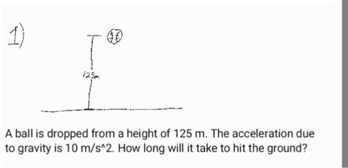 Solved A ball is dropped from a height of 125 m. The | Chegg.com
