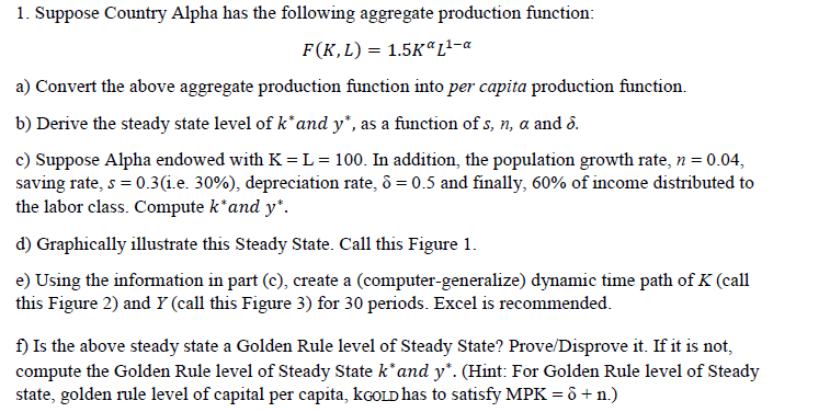 Solved 1. Suppose Country Alpha has the following aggregate | Chegg.com