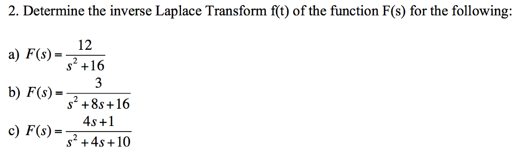 Solved Determine the inverse Laplace Transform f(t) of the | Chegg.com