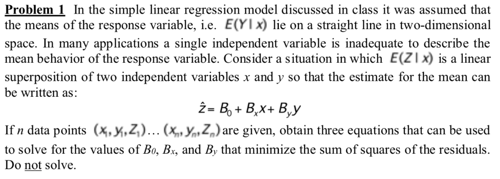 Solved Problem 1 In the simple linear regression model | Chegg.com