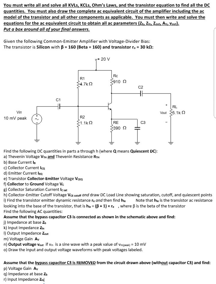 Solved You must write all and solve all KVLs, KCLs, Ohm's | Chegg.com