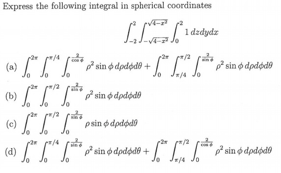 Solved Express the following integral in spherical | Chegg.com