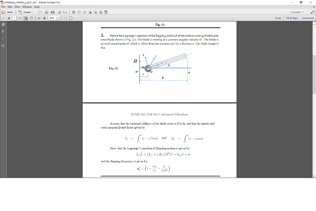 Solved Derive the Lagrange's equation of the flapping motion | Chegg.com
