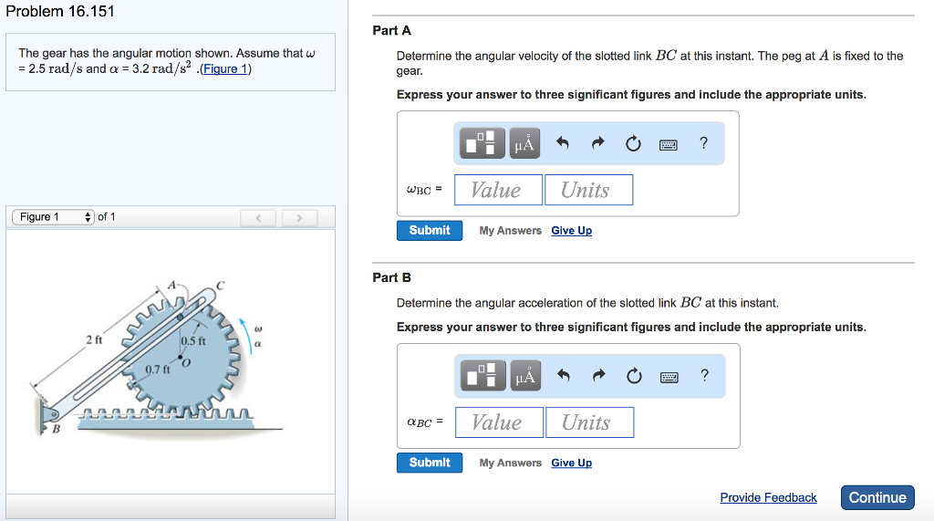 Solved Problem 16.151 Part A The gear has the angular motion | Chegg.com