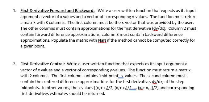 Solved First Derivative Forward and Backward: argument a | Chegg.com