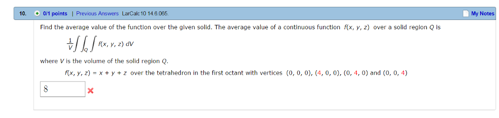 Solved Find the average value of the function over the given | Chegg.com