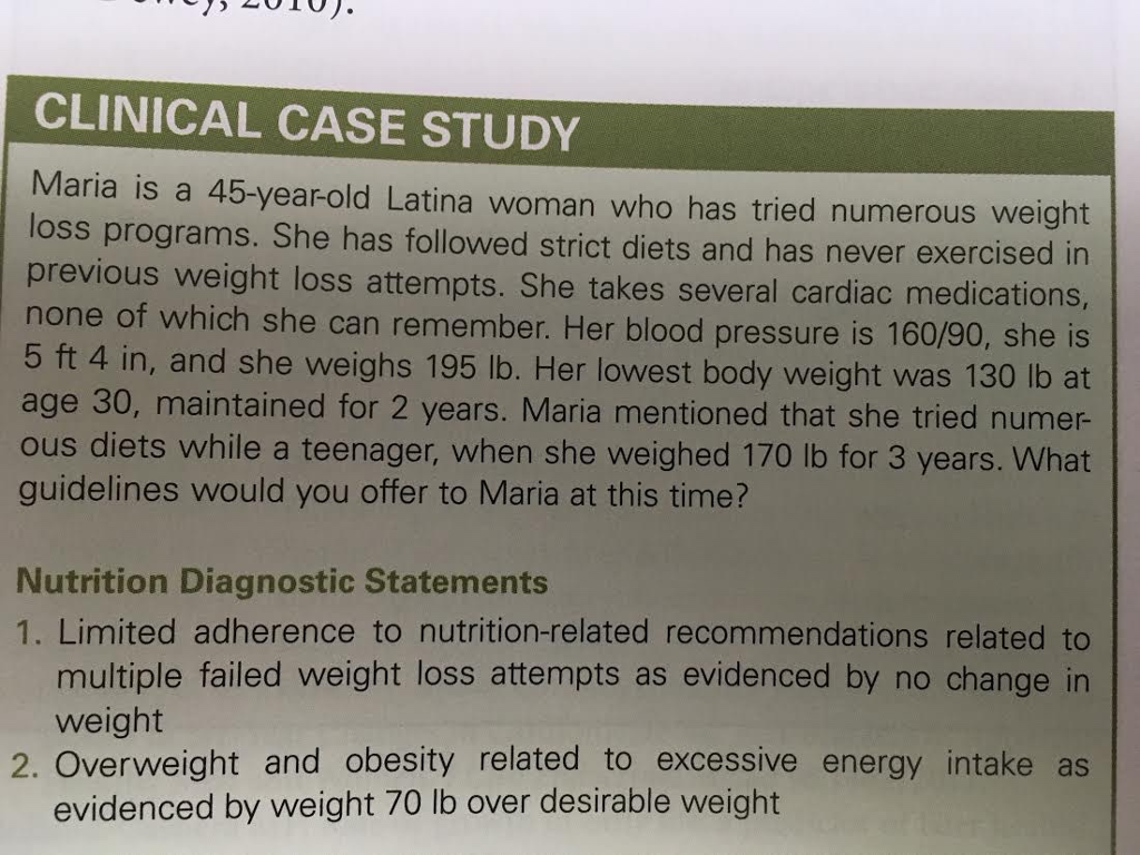 Solved CLINICAL CASE STUDY Maria is a 45-year-old Latina | Chegg.com