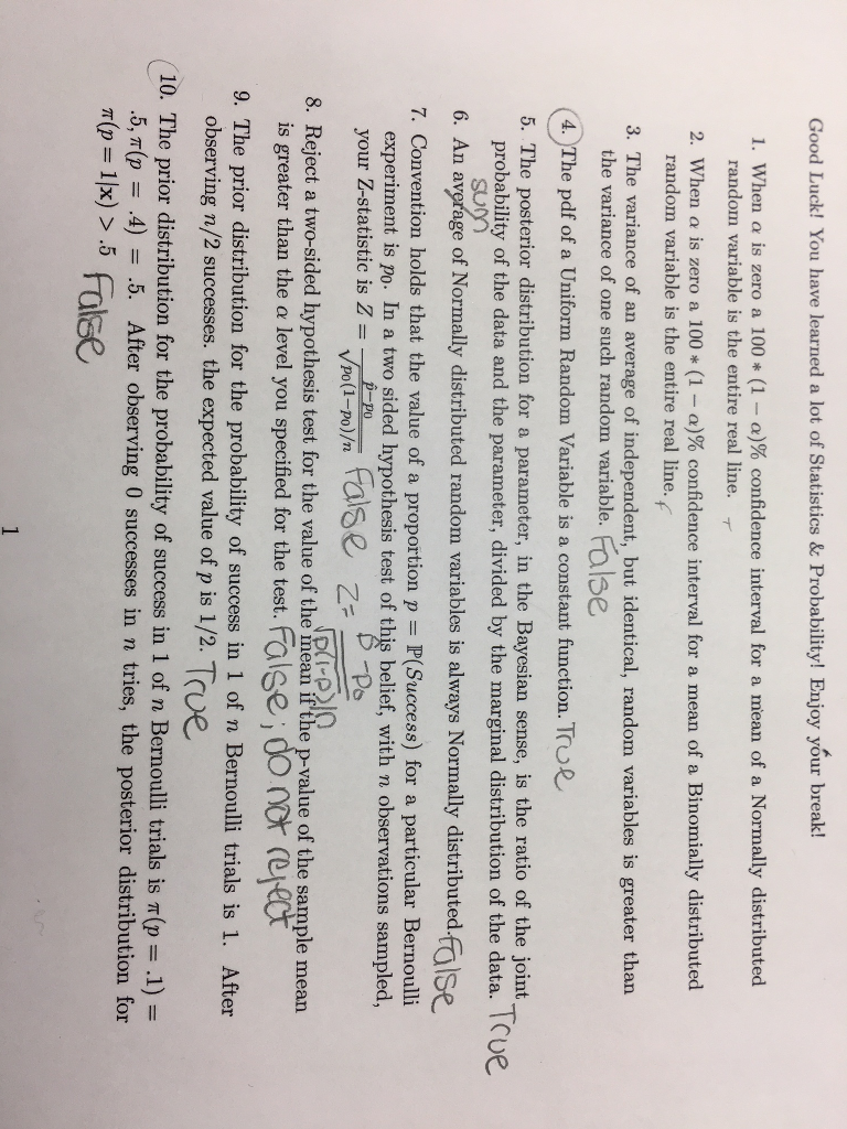 Solved Good Luck! You have learned a lot of Statistics & | Chegg.com