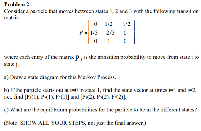 Solved Problem 2 Consider a particle that moves between | Chegg.com