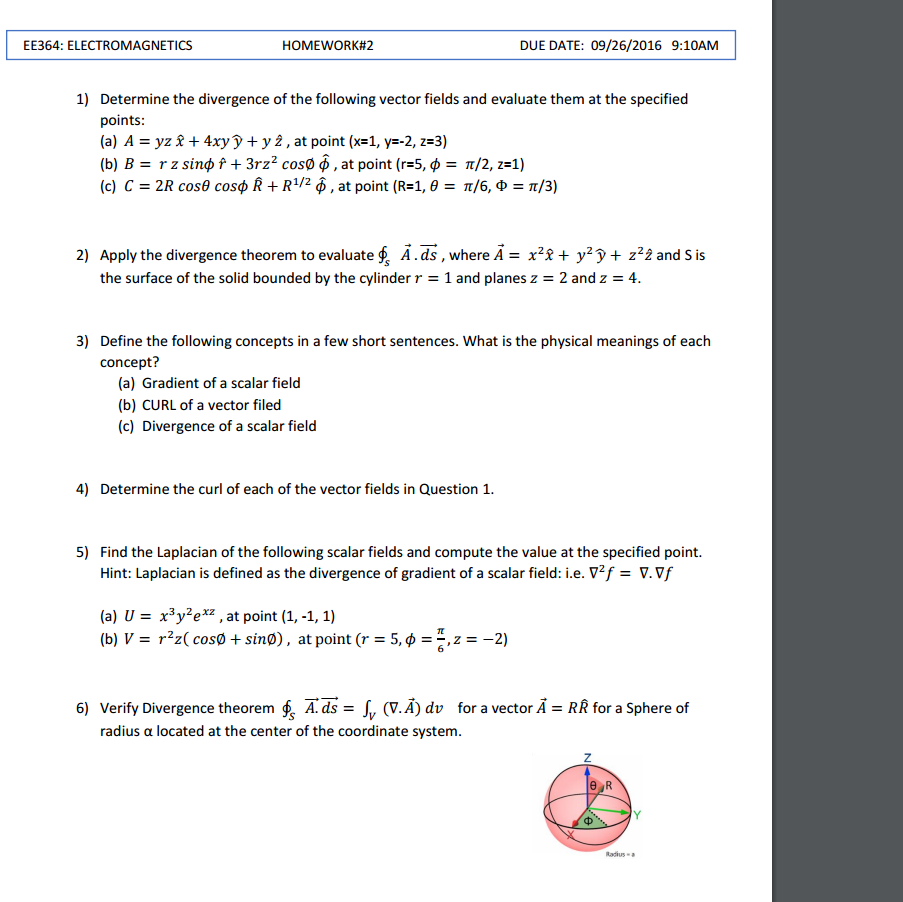 Solved Determine The Divergence Of The Following Vector