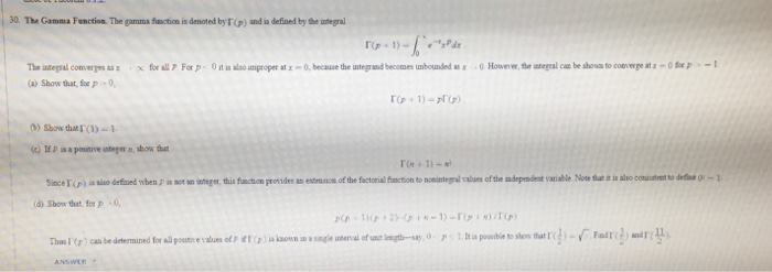 Solved 30 The Gamma Function. The gamma fraction is denoted | Chegg.com