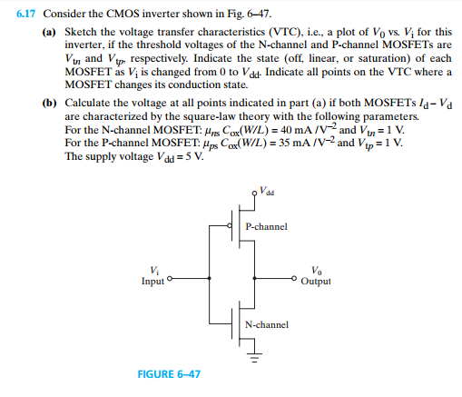 Solved Consider the CMOS inverter shown in Fig. 6-47. | Chegg.com