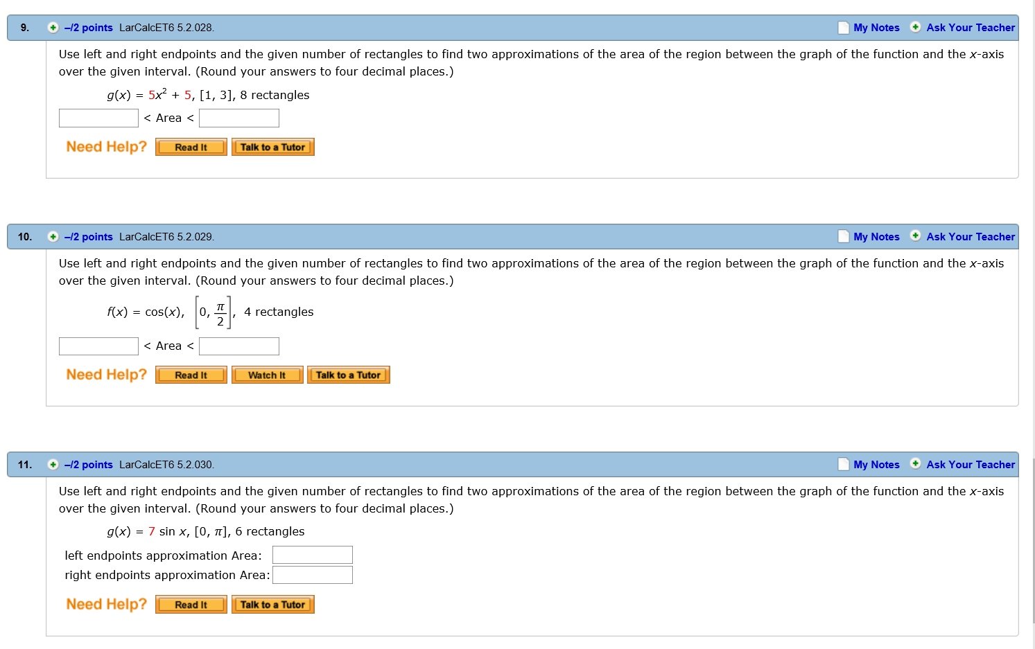 Solved Use left and right endpoints and the given number of | Chegg.com
